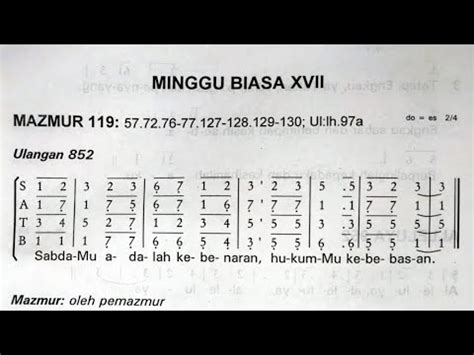 Mazmur Tanggapan Edisi Lama Minggu 30 Juli 2023 Dan Alleluya Masa