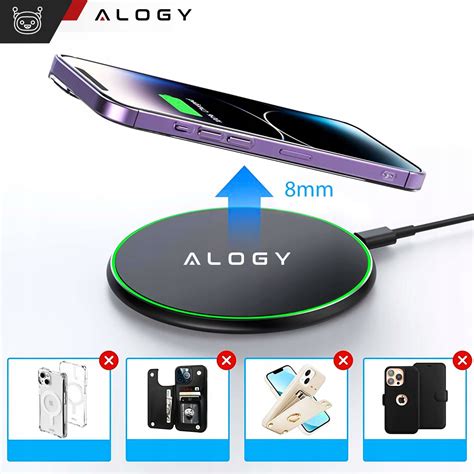 Ładowarka indukcyjna QI bezprzewodowa 15W szybka LED Alogy okrągła do
