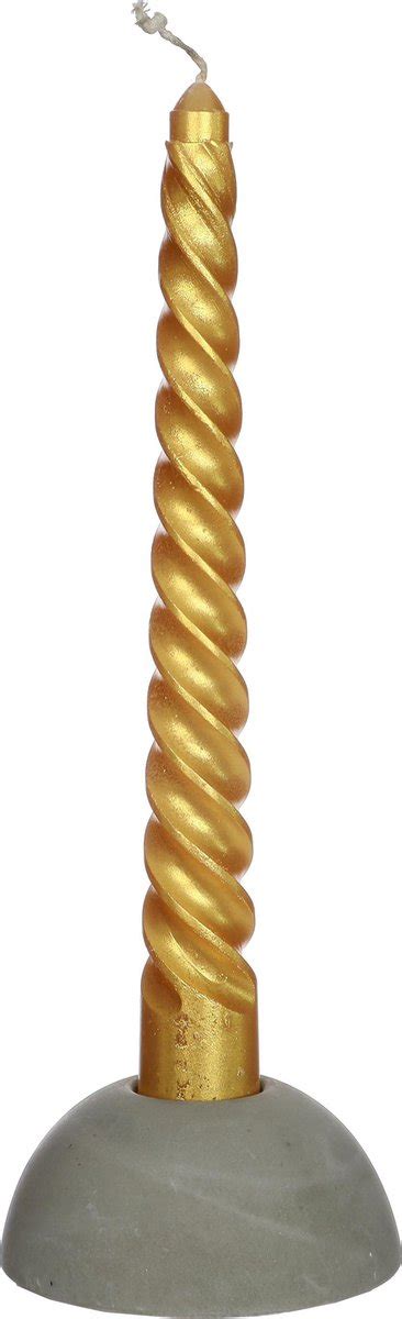 Set Van 4 Gedraaide Kaarsen 19cm Goud Lange Draai Dinerkaarsen