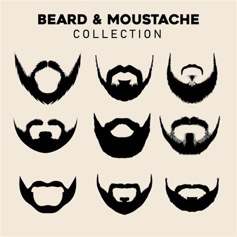 Coleção de barba e bigode de homem Vetor Premium