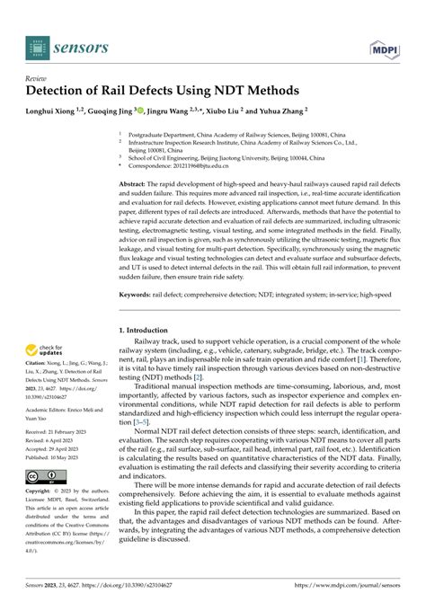 pdf detection of rail defects using ndt methods