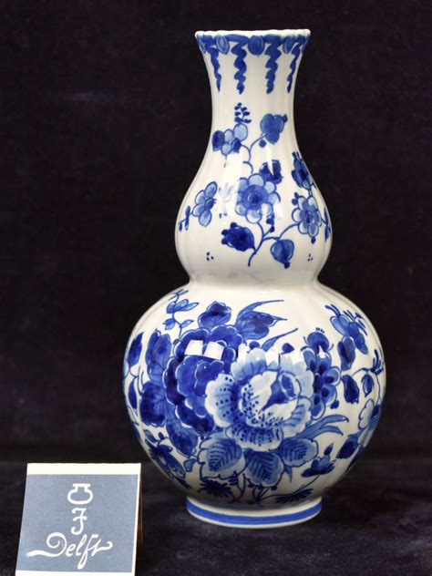 De Porceleyne Fles Klein Delfts Blauw Double Gourd Vaasje Fles 1978