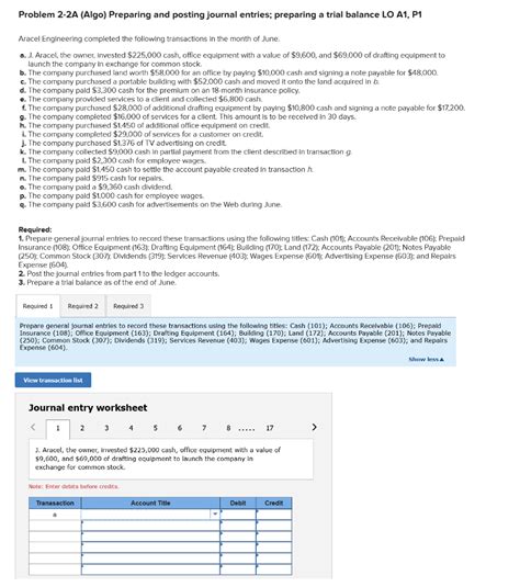 Solved Problem 2 2A Algo Preparing And Posting Journal Chegg