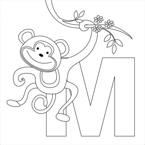 Letter M Monkey Coloring Page ColoringBay