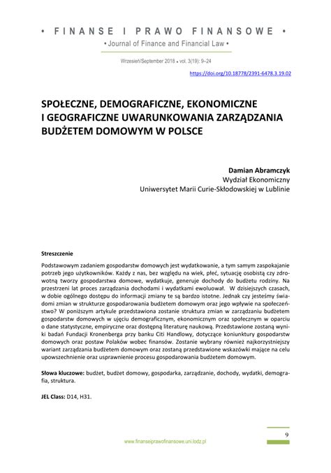 PDF Społeczne demograficzne ekonomiczne i geograficzne