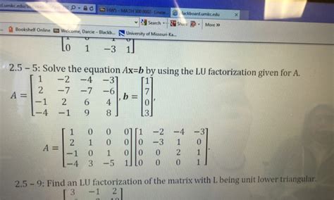 solved solve the equation ax b by using the lu