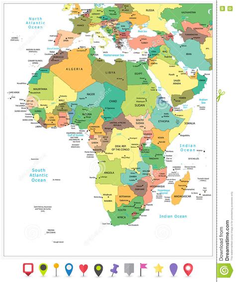 El Mapa Político Altamente Detallado De África Aisló En Blanco Y La