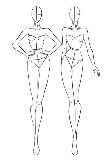 Drawing Template Female Cuaderno De Bocetos De Moda Plantilla Para