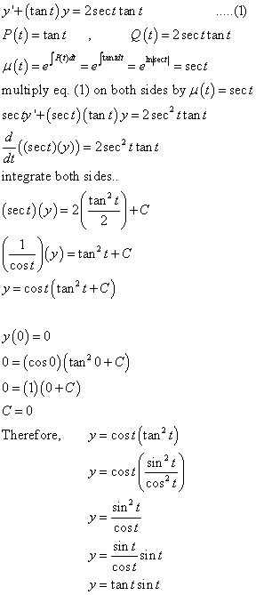 differential equations solved examples solve the ivp y tan t y 2sec t tan t y 0 0 by