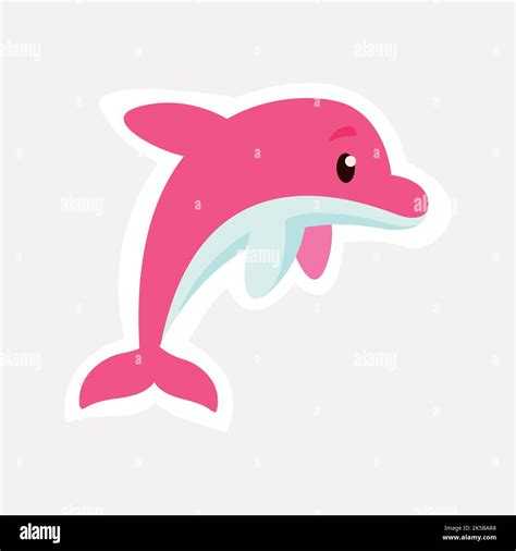 Clipart de delfín rosado vector de ilustración animal Imagen Vector de