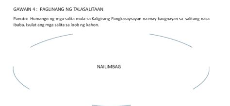 GAWAIN 4 PAGLINANG NG TALASALITAAN Panuto StudyX