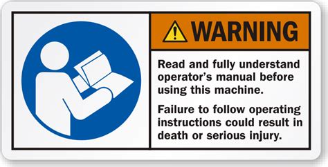 Warning Read And Fully Understand Operator S Manual Label Sku Lb