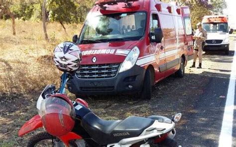 Motociclista e garupa ficam feridos após bater contra veado na GO 116