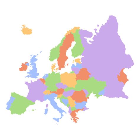 Europe Flat Continents Map PNG Design