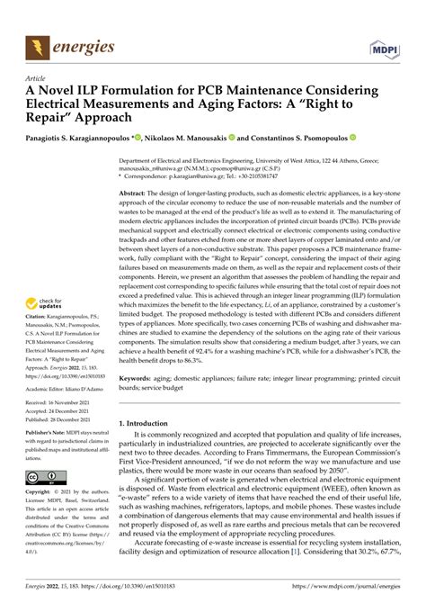 pdf a novel ilp formulation for pcb maintenance considering electrical measurements and aging