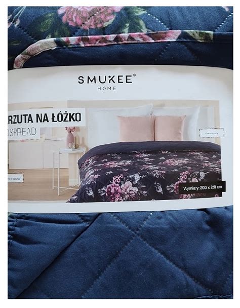 Narzuta na łóżko Smukee granat w kwiaty 220x200 02302352974 Cena