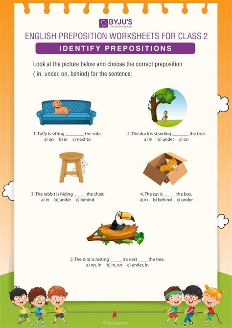 Pdf English Preposition Worksheets For Class Byjus English