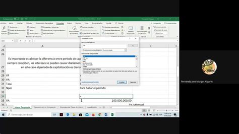 Tablas Y C Lculos Financieros En Excel Inter S Compuesto Youtube