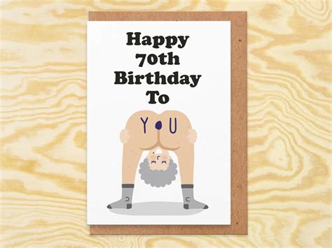 70th Birthday Card Funny Naked Woman 70th Birthday Card For Etsy UK