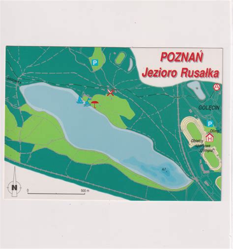 POZNAŃ MAPKA JEZIORO RUSAŁKA POCZTÓWKA A92924 Widokówki pocztówki
