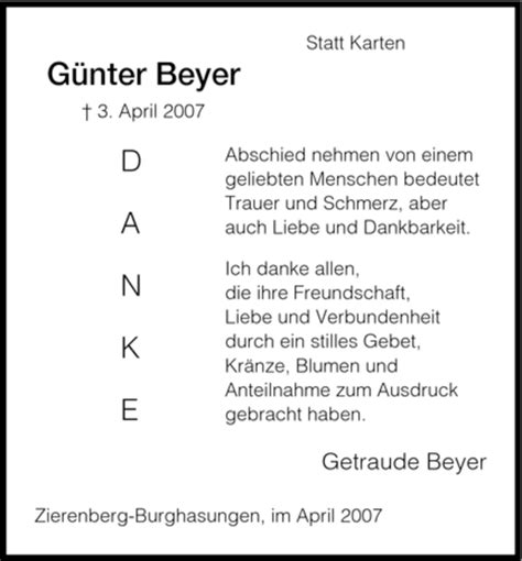 Traueranzeigen von Günter Beyer Trauer HNA de