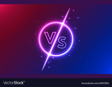 Versus Vs Design Blue Neon Logo Template Vector Image
