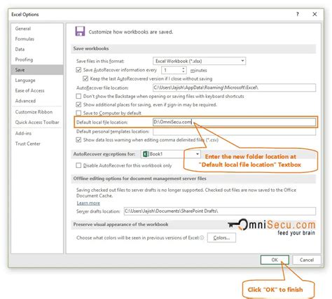 How To Change The Default Excel File Save Folder Location