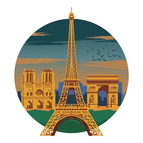 Top famoso marco e símbolo da frança Vetor Premium