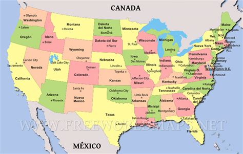 Mapa Pol Tico De Estados Unidos