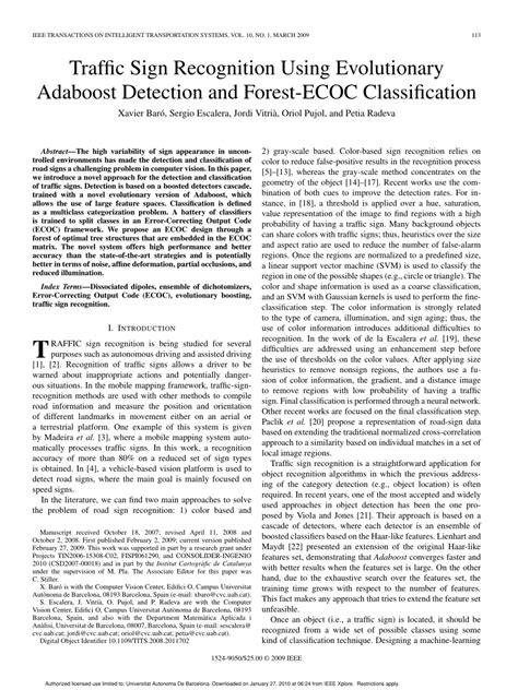 pdf traffic sign recognition using evolutionary adaboost detection and forest ecoc classification