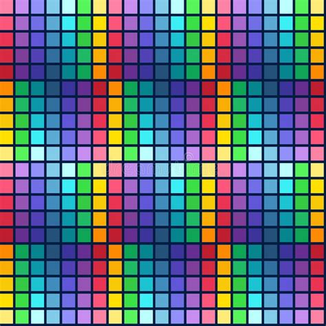 Abstract Bright Colorful Seamless Pattern Vector Rainbow Square Stock