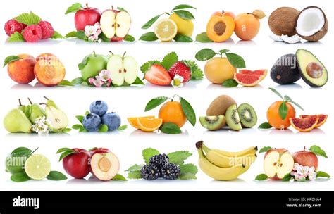 Früchte Obst Collage frische Apfel Orange Banane Orangen Erdbeere Äpfel