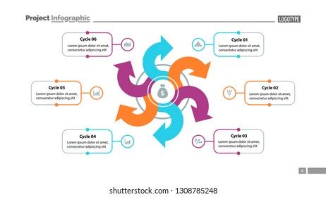 Six Arrows Process Chart Slide Template Stock Vector Royalty Free