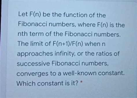 solved let f n be the function of the fibonacci numbers where f n is the nth term of the