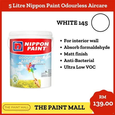 The Paint Mall 5L Nippon Paint Odourless Aircare White 145 Interior