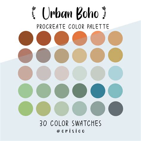Boho Rainbow Procreate Color Palette Color Swatches Australia Atelier