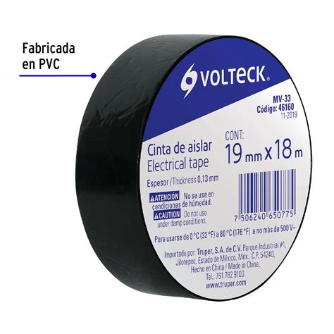 Cinta De Aislar De 18 M X 19 Mm Negra Volteck Cinta De Aislar 46160