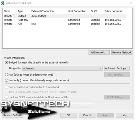 How To Configure Bridged Network In VMware SYSNETTECH Solutions