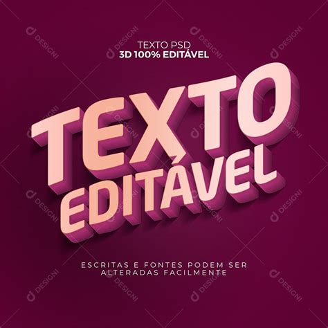 Efeito de Texto 3D PSD Editável download Designi