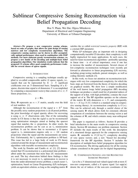pdf sublinear compressive sensing reconstruction via belief propagation decoding