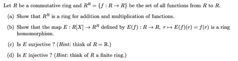 solved let r be a commutative ring and rr {f r→r} be the set