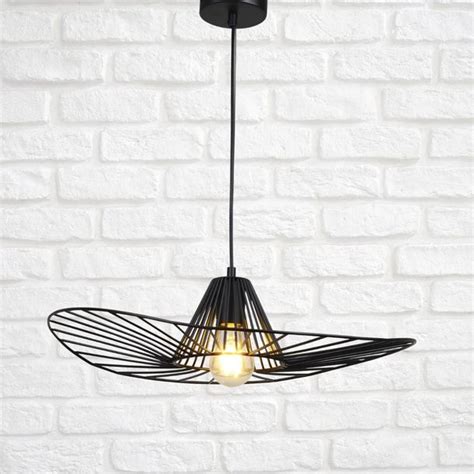 Lampa wiszaca żyrandol czarny kapelusz druciany nowoczesny do salonu