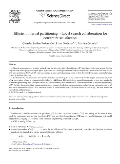 pdf efficient interval partitioning—local search collaboration for constraint satisfaction