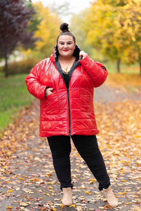 Kurtka Lakierowana Monic Czerwona Plus Size Butiknaplus Pl