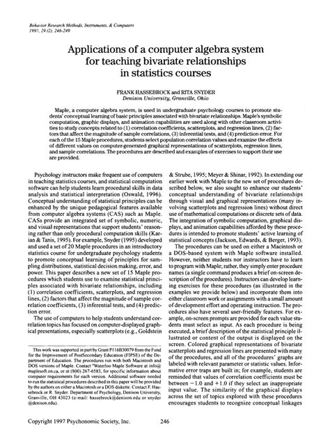 pdf applications of a computer algebra system for teaching bivariate relationships in