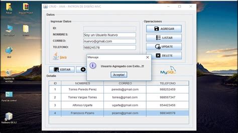 como hacer crud en java escritorio mvc agregar youtube
