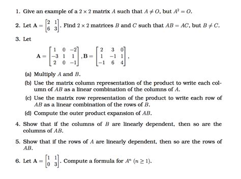 solved give an example of a 2 times 2 matrix a such that a