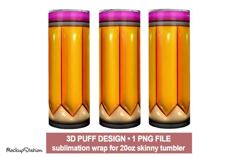 3D Inflated Teacher Tumbler Wrap PNG Graphic By Mockup Station