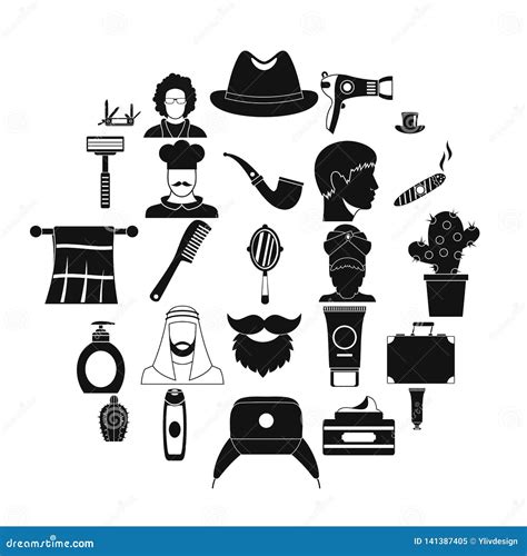 Iconos Fijados Estilo Simple De Los Sombreros Ilustración del Vector