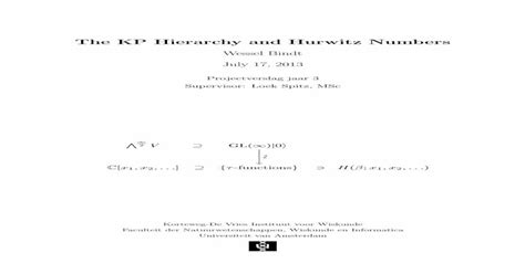 the kp hierarchy and hurwitz numbers uva · the kp hierarchy and hurwitz numbers wessel bindt